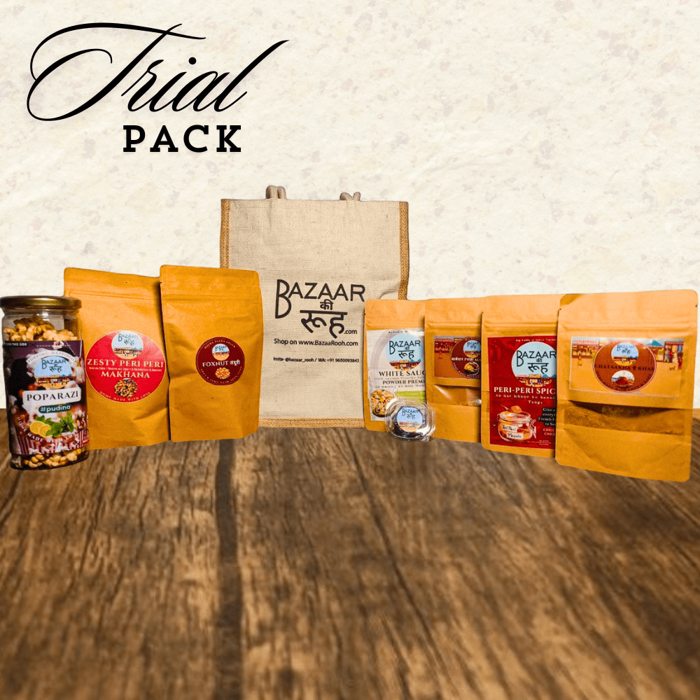 Jute Jhola with 8 Premium Spice and Snacks Trial Pack with Handmade ...